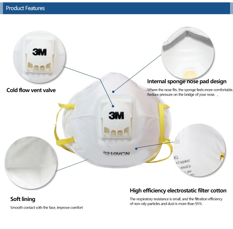 3m 8210v Safety Mask Filters Respiratory Protection Dust Respirators ...