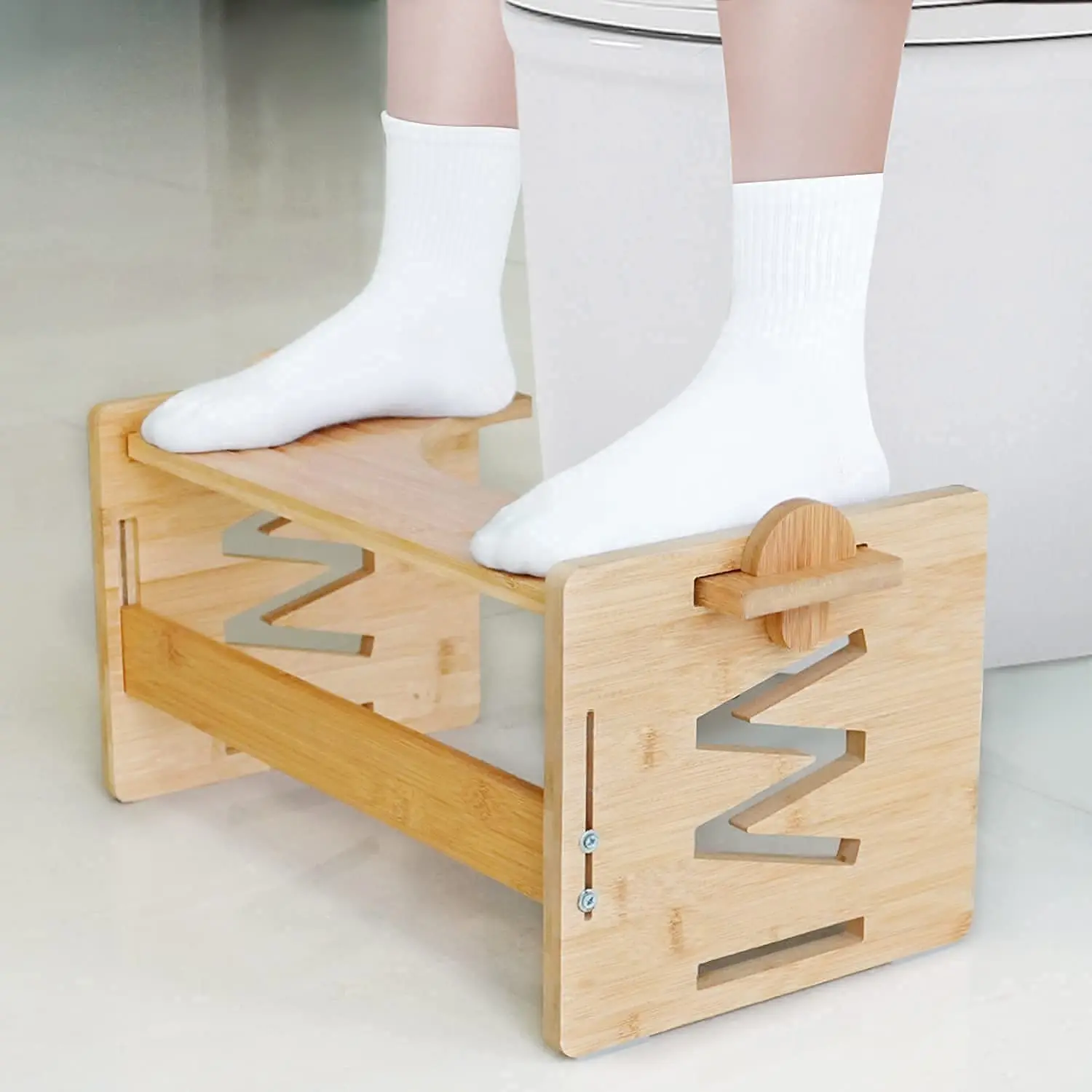 Adjustable Squat Toilet Stool - Sustainable Bamboo Footrest