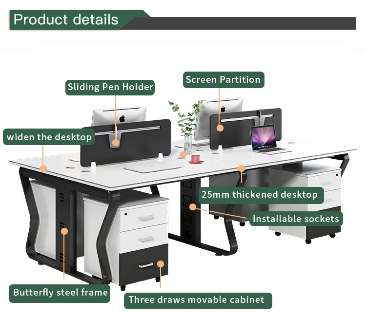 Modern Steel Leg Small office Modular Workstations Design With Cabinets ...