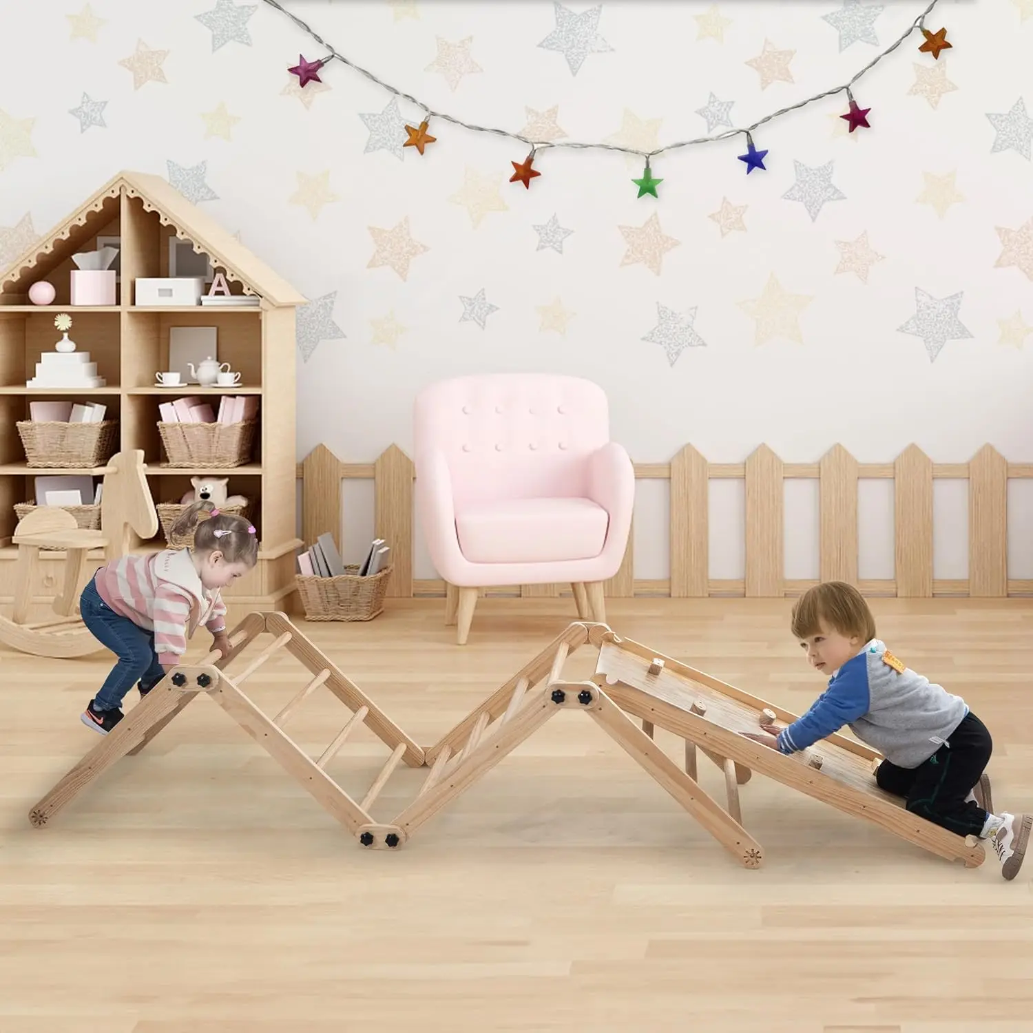 Wooden Adjustable Size Children Climbing Frame Foldable Children ...
