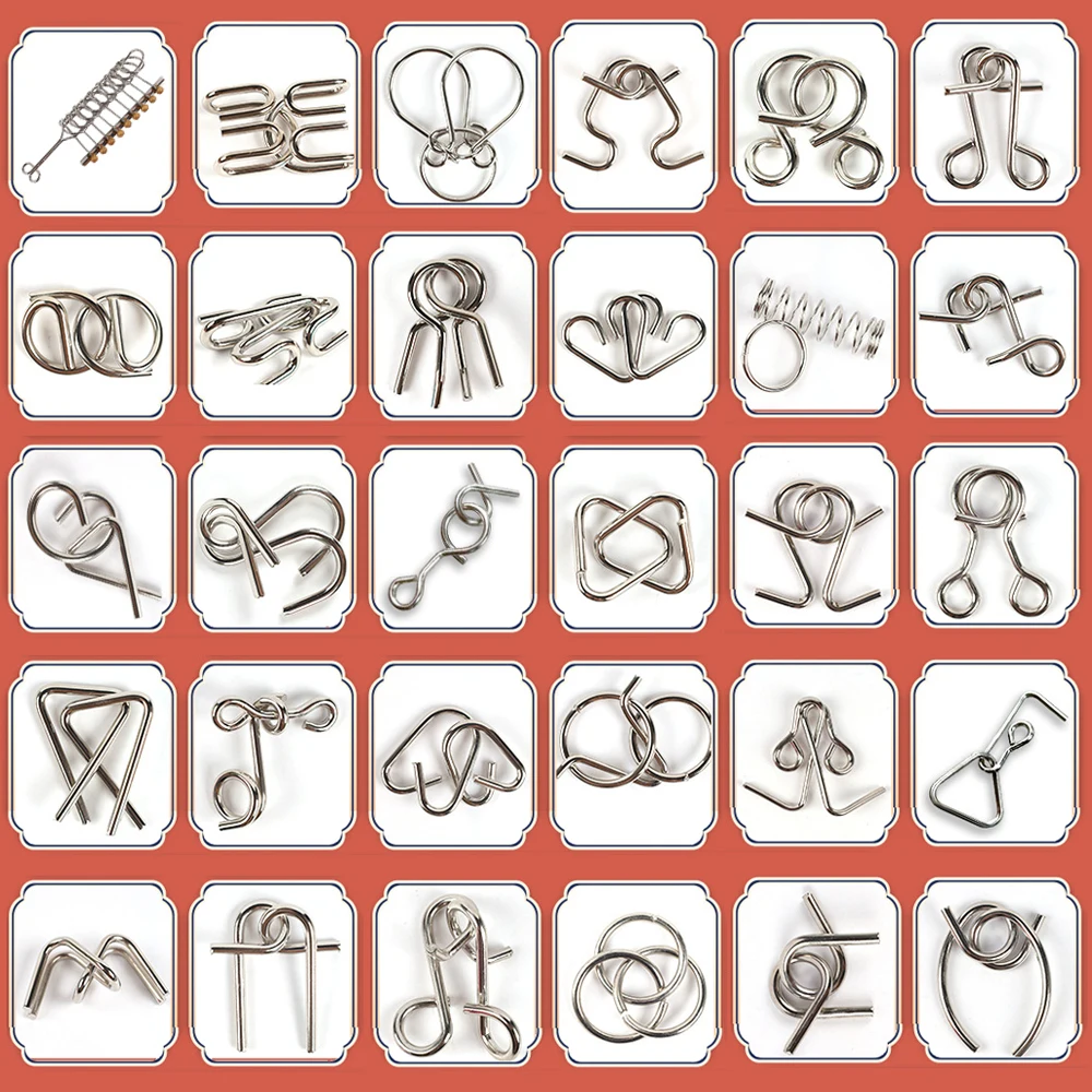 Metal Wire Puzzle Set - 30PCS Brain Teasers & Disentanglement Puzzles