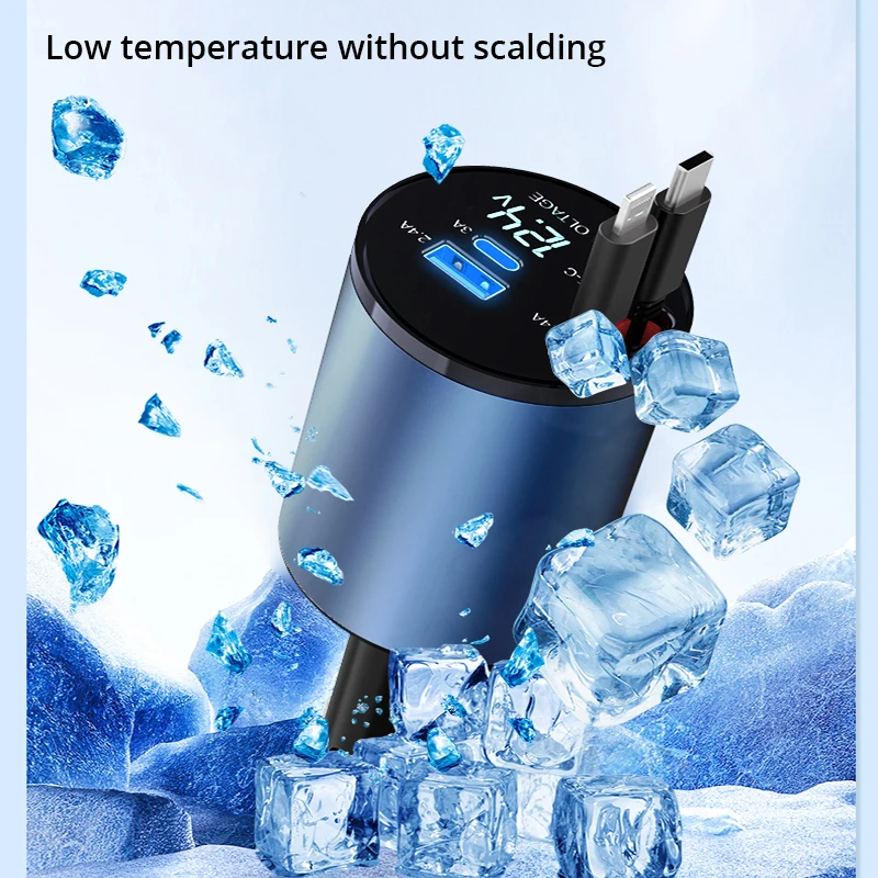 Portable Pull-out Round Car Adapter 120w Fast Charging For Iphone For ...