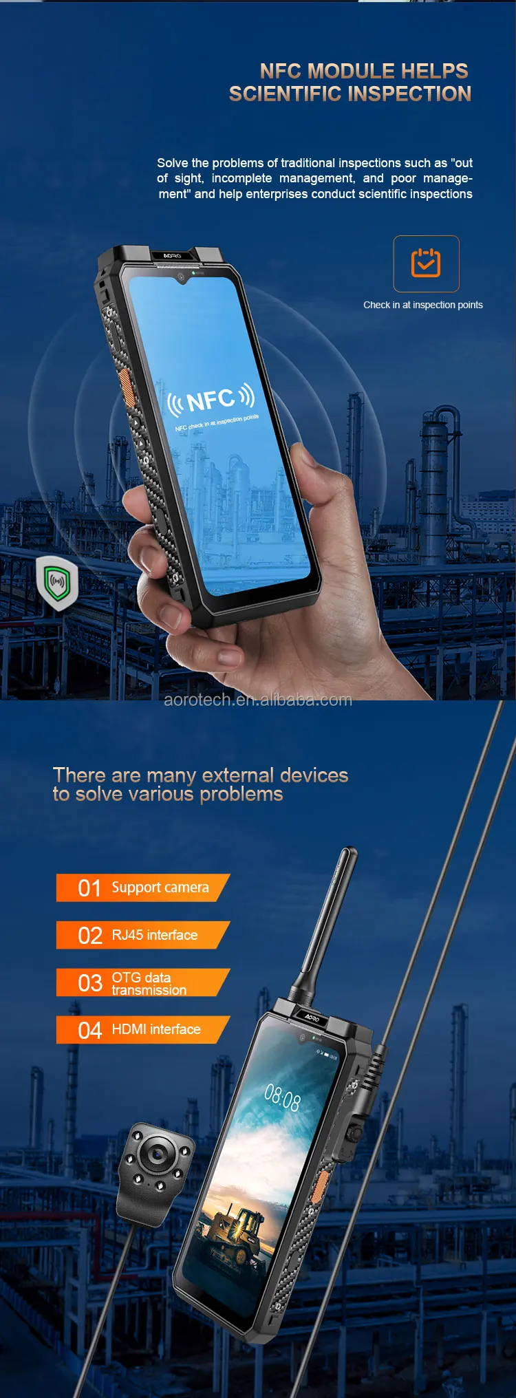 AORO M8 IP68 Waterproof Smartphone with DMR+RTK Walkie-talkie