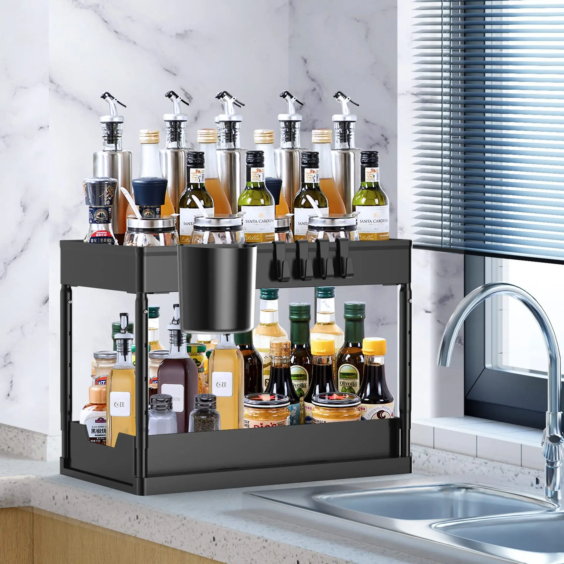 The 2 Tier Sliding Pack Rack Stick On Kitchen Storage Spacekeeper ...