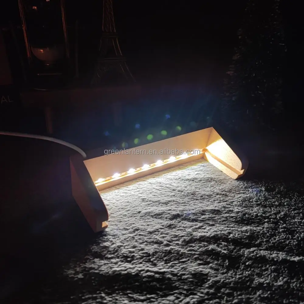 Led Wooden Base Display Stand U-shaped Photo Frame Acrylic Art Light ...