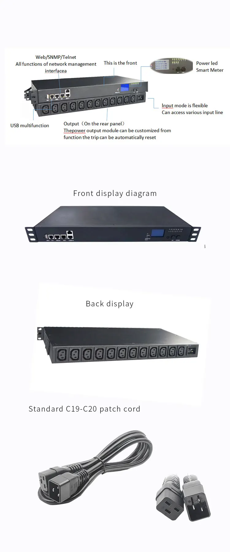 42u Network Server Cabinet Pdu Horizontally Installed With 12 Way Iec ...