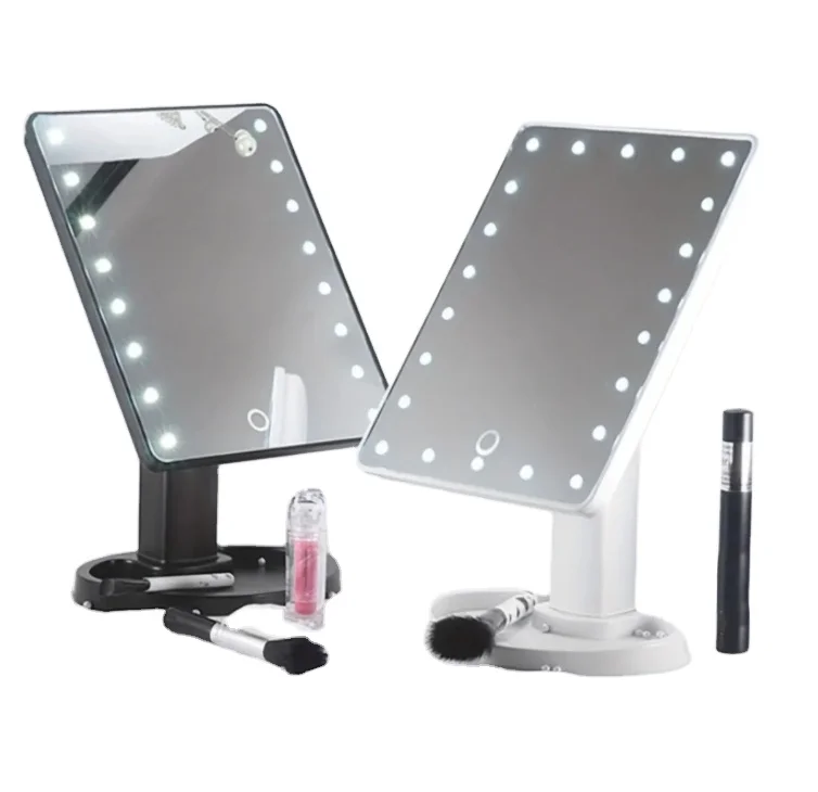 Touch - Sensitive Led Desktop Makeup Mirror: 16/22 Lamps,360° Rotation ...
