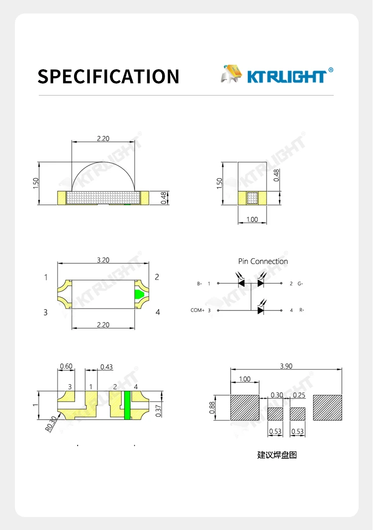 KTRLIGHT 1204 RGB SMD LED Chips - High Bright, 50000 Hours