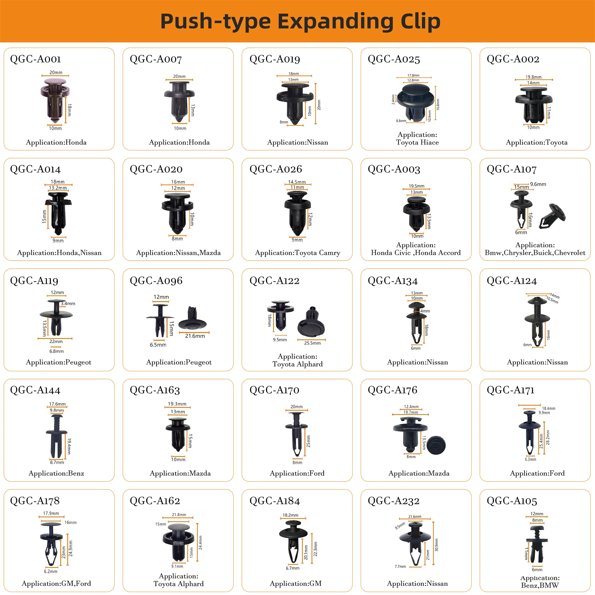 Wholesale Auto Body Pushing Expansion Buckle Plastic Mixed Nylon Car ...