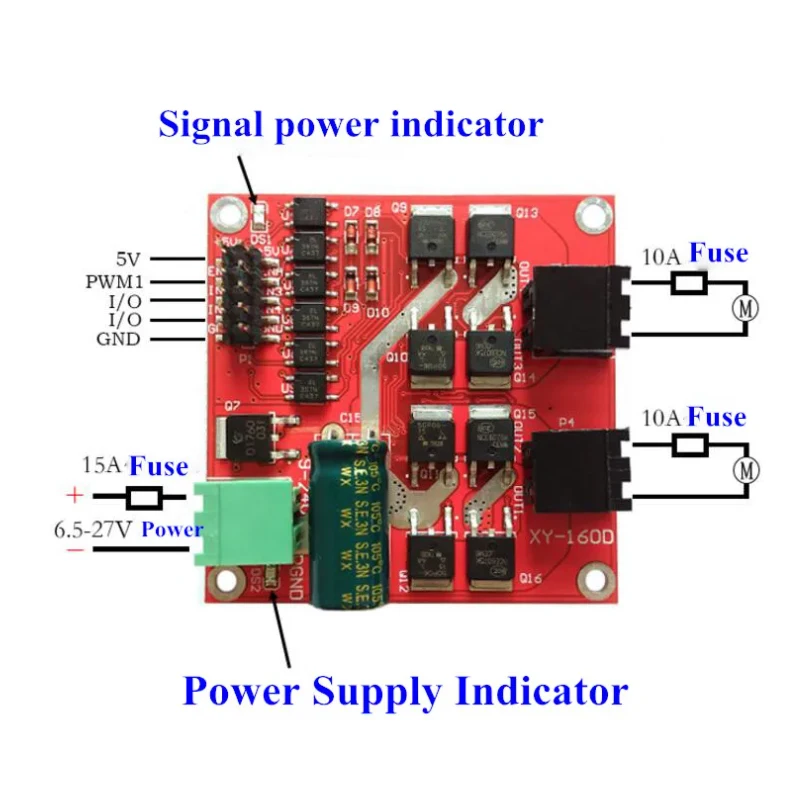 Dual Channel DC Motor Driver Module - 160W 7A 12V 24V