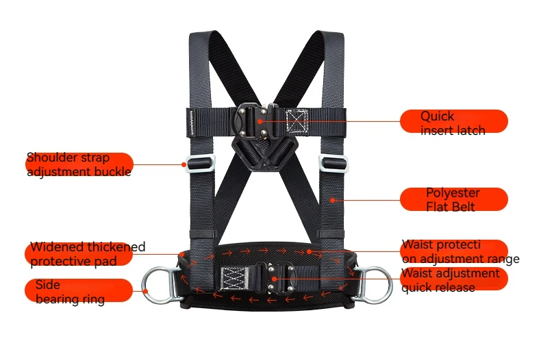 Double Big Buckle Waist Support Terylene Electrician 3-point Half Body ...