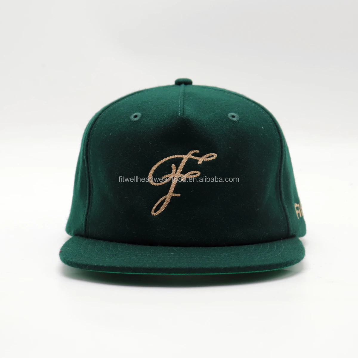 Men's Embroidered Unstructured Wool Blended Hat - 5 Panel