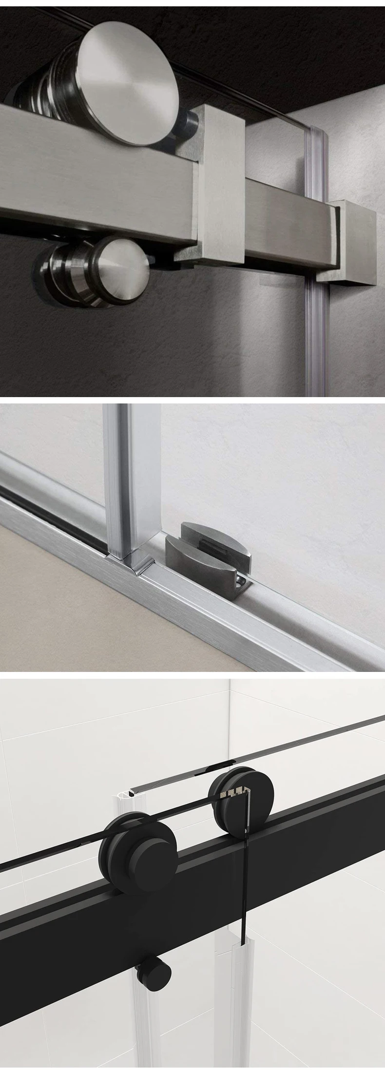 Stainless Steel Sliding Door Kits for Shower Room Glass