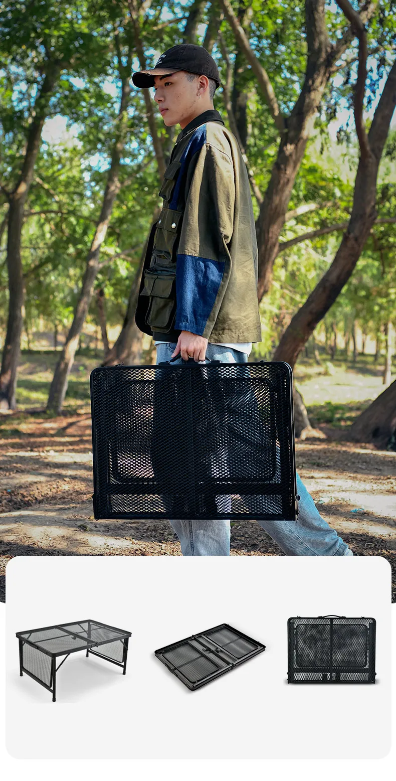 Hispeed Camping Cook Table 45*60cm Metal Mesh Table Folding Outdoor ...
