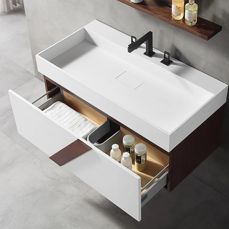 Modern Wall-Mounted Bathroom Vanity Cabinet with Stone Sink - Stylish ...