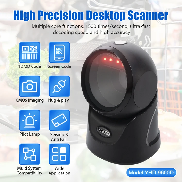 USB Interface 360 Degree Omnidirectional 2D QR Bar Code Reader Large ...