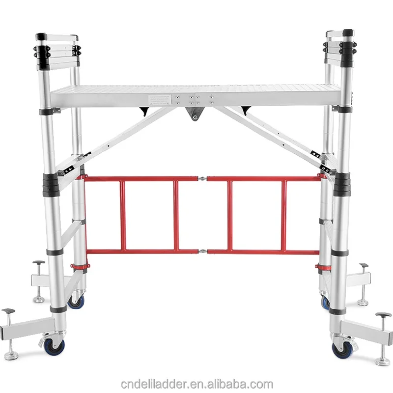 Folding Retractable Aluminum Telescopic Scaffold Ladder