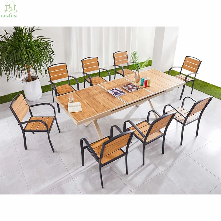 Rectangle Outdoor Alu Timber Extension Table Expandable Patio Table ...
