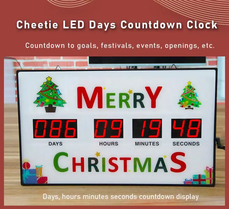 CHEETIE CP04 Large LED Digital Countdown Clock - 1.8 Inch Red Display ...