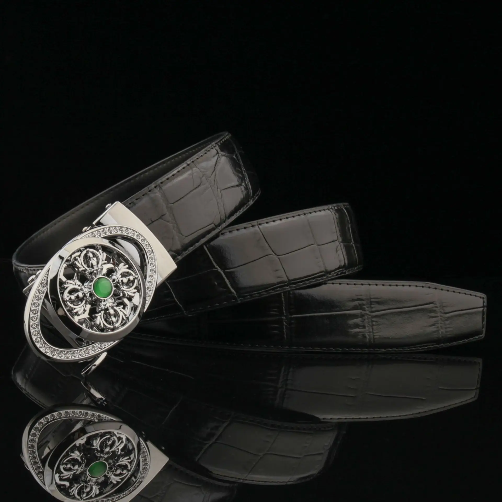 New Fashion Trendy Rotating Buckles Genuine Leather Men Belt Luxury ...