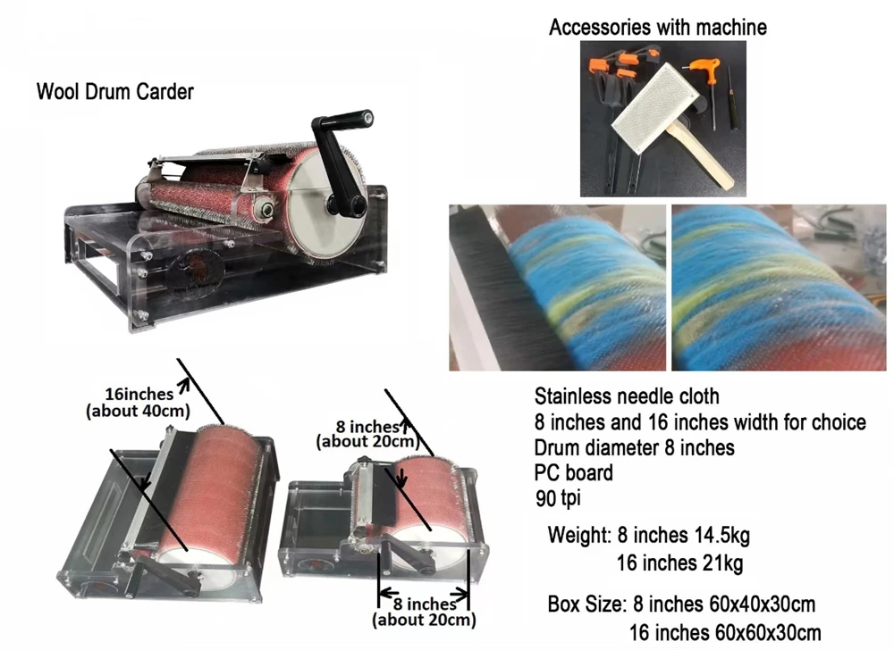 Plastic Fiber Combing Cq 20cm Drum Carding Machine Blending Board Wool ...