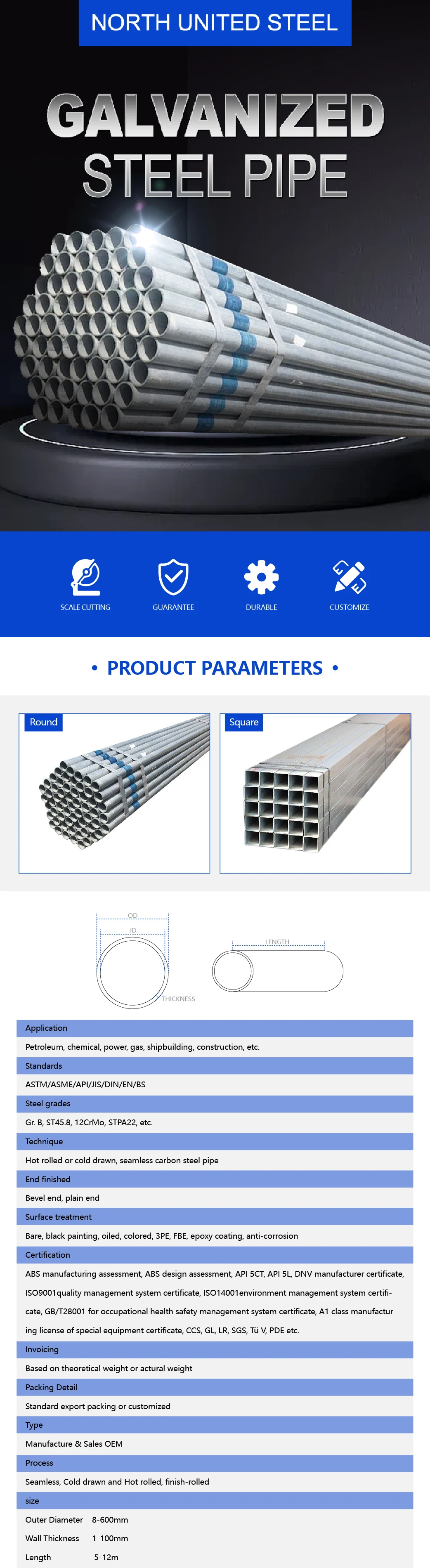 Hot Dip Galvanized Pipe Schedule 40 Gi Iron Pipe Manufacturer 1 1.5 2 ...