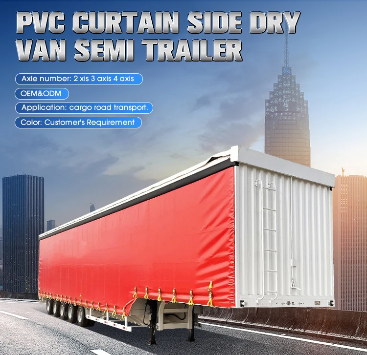 40ft Flatbed Container Trailer Side Curtain Van Semi Trailer For Dry ...