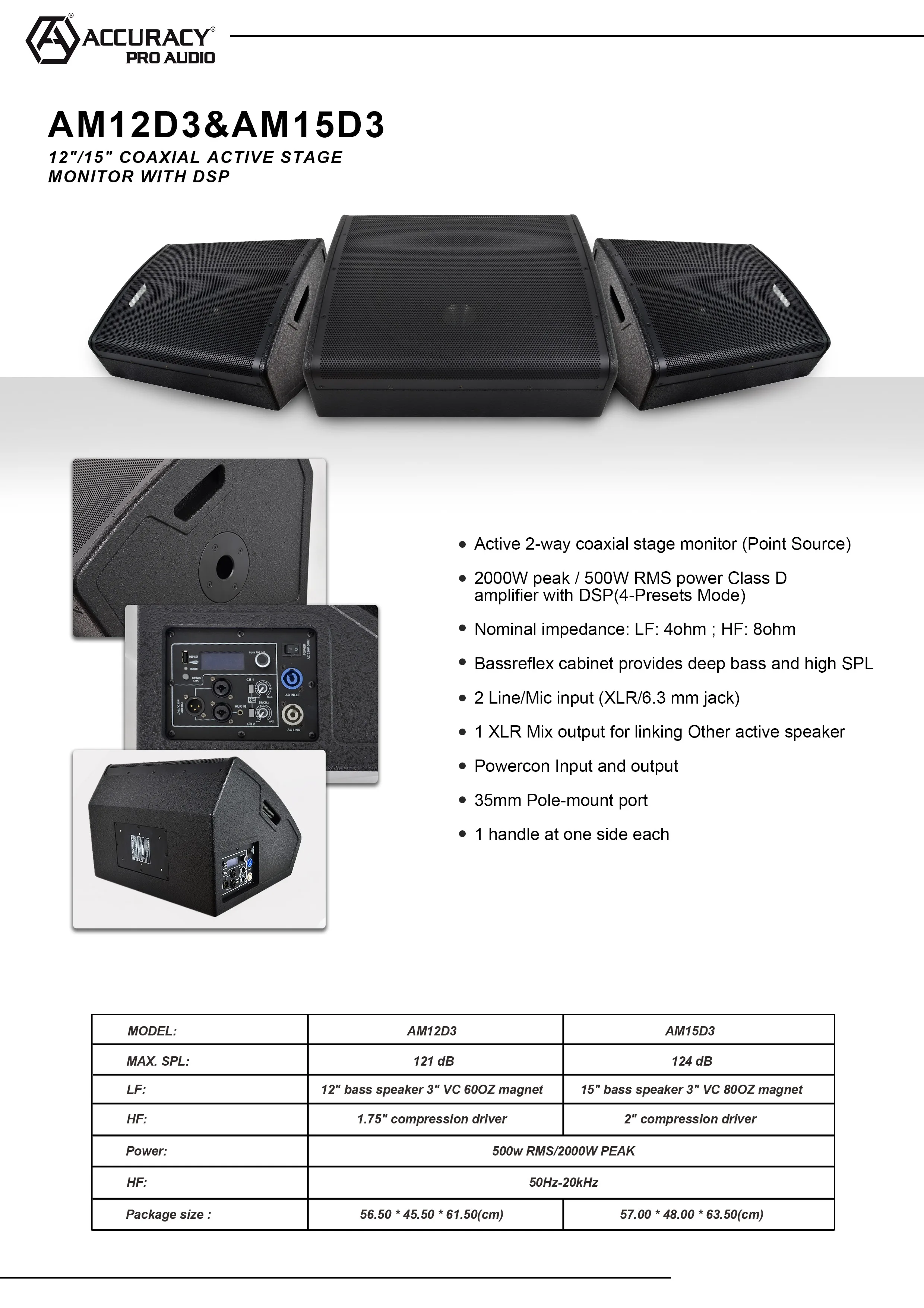Accuracy Pro Audio Am15d3 New Style Wood Cabinet 15 Inch Dsp Active ...
