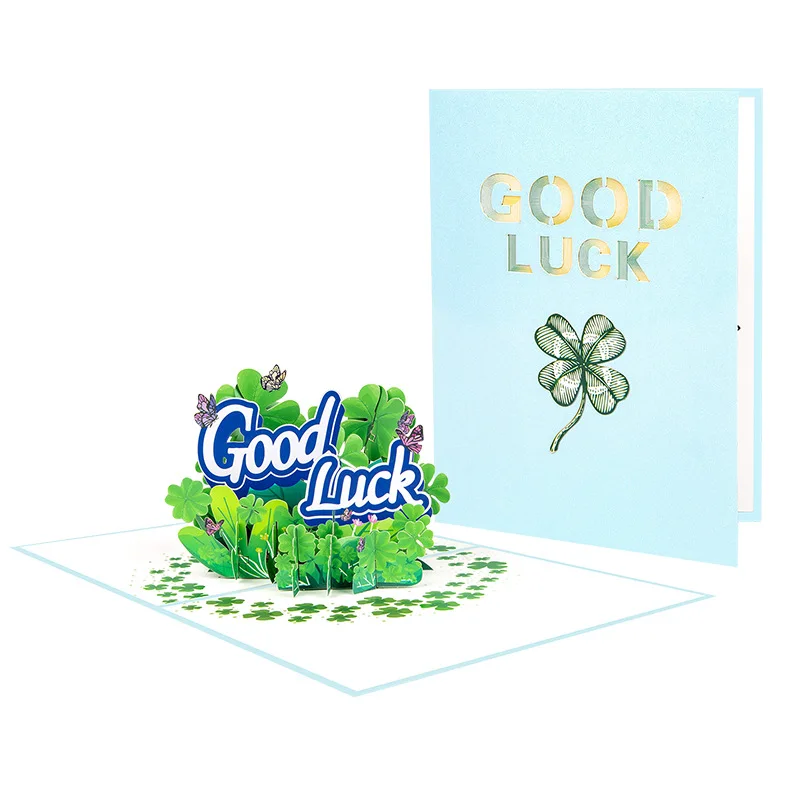 Handmade Paper Craft GOOD LUCK 3d Gifts Card Pop up Card for ...