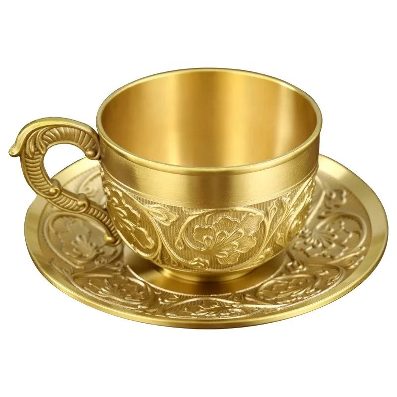 Luxury Carved Brass Design Turkish Coffee Cups Reusable Tea Cup ...