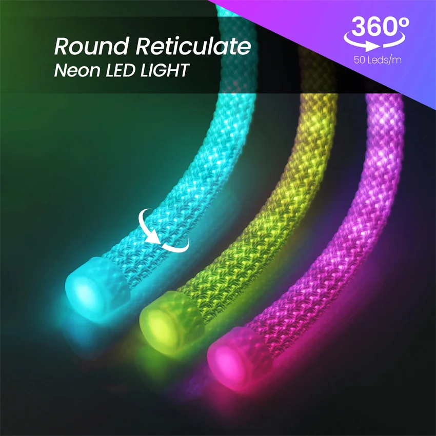 360 Degree Led Rope Strip Silicon Tube Waterproof Ip65 Round Led Neon ...