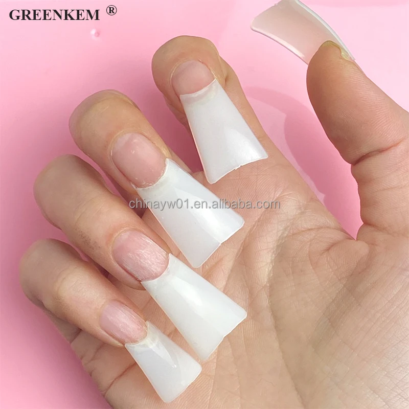 2023 Newest Trend Duck Flare Finger False Nail Tips Extension French ...
