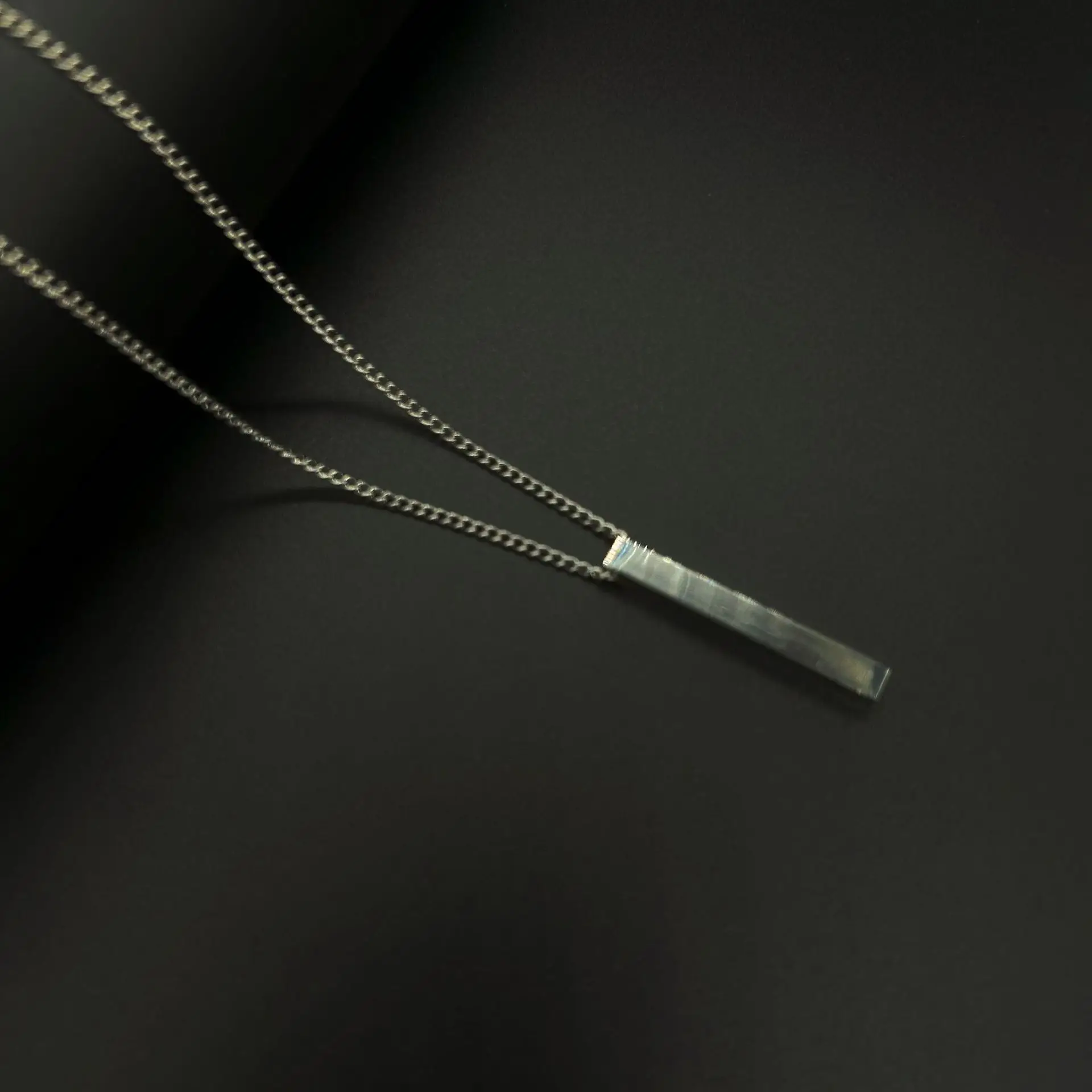 Mens Jewellery Rectangle Pendant Necklace Men Classic Width 2mm ...