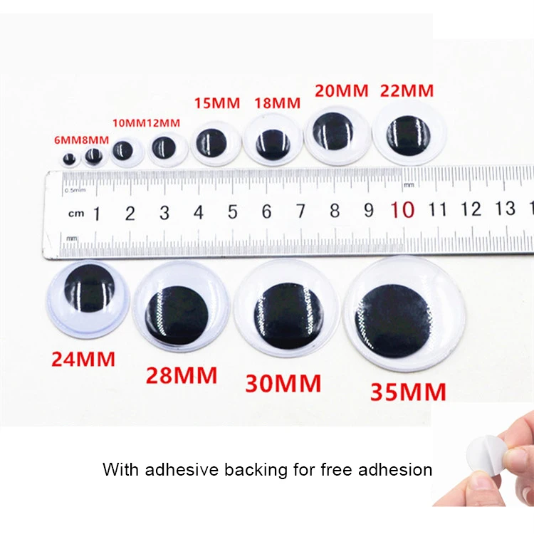6mm 8mm 10mm 12mm 15mm 18mm 20mm 25mm 35mm Self Sticking Eyes for Craft ...