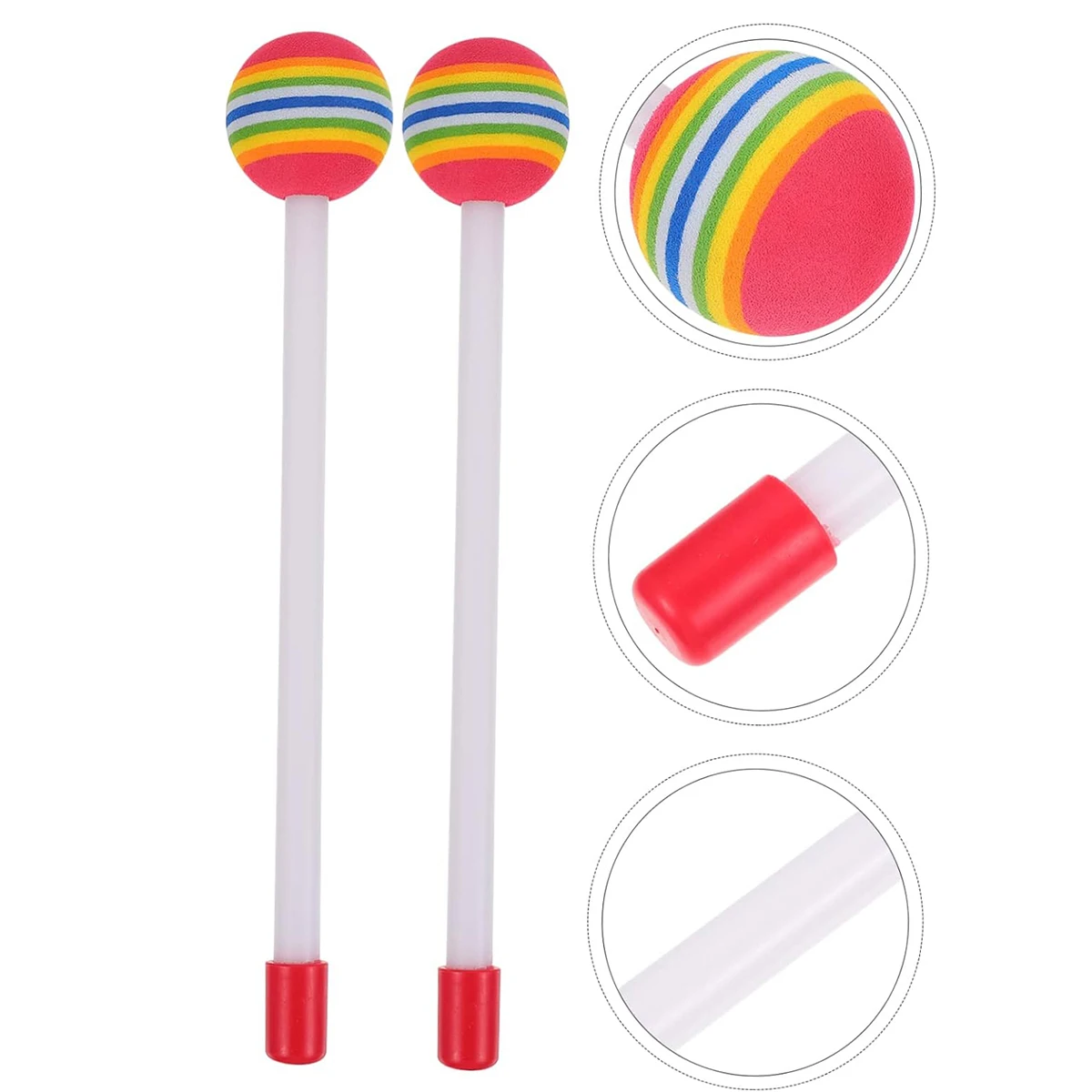 Orff Instrument Rainbow Drum Sticks Tambourines Lollipop Drum Musical ...