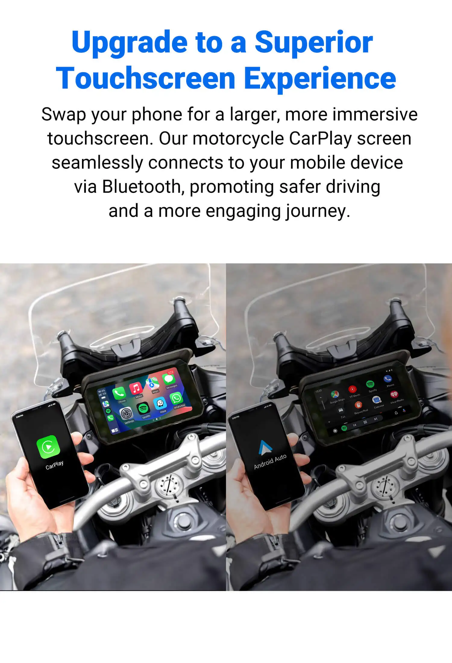 Ottocast Waterproof Wireless Motorcycle Gps 5 Inch Carplay Screen ...