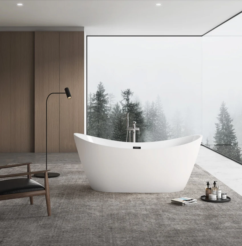 European Oval Overstow Acrylic Freestanding Bathtub Soaking standing ...