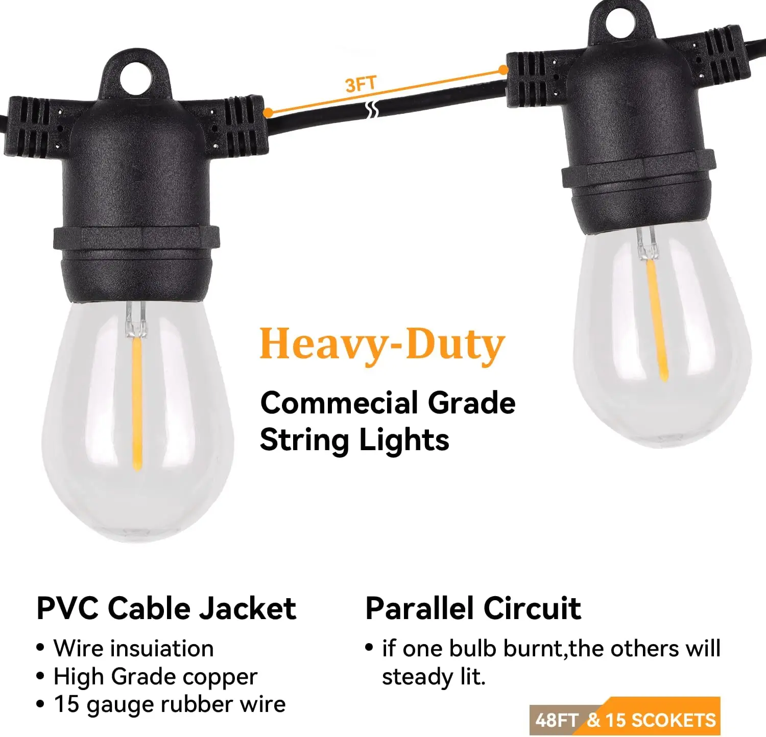 Wholesale Commercial S14 15m with 15 Bulbs Led Fairy Light Outdoor ...