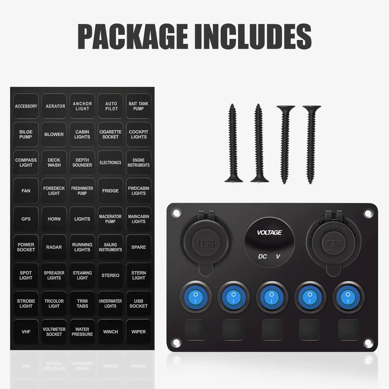 5 Gang Waterproof Rocker Switch Panel With Dual Usb Slot Socket With ...