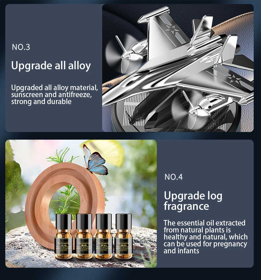 Car Solar Fighter Aircraft Rotating Air Refresher Perfume