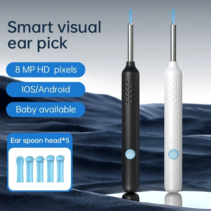8MP HD Pixels Camera Diameter Electric Ear Endoscope 6 Led Lights Safe ...