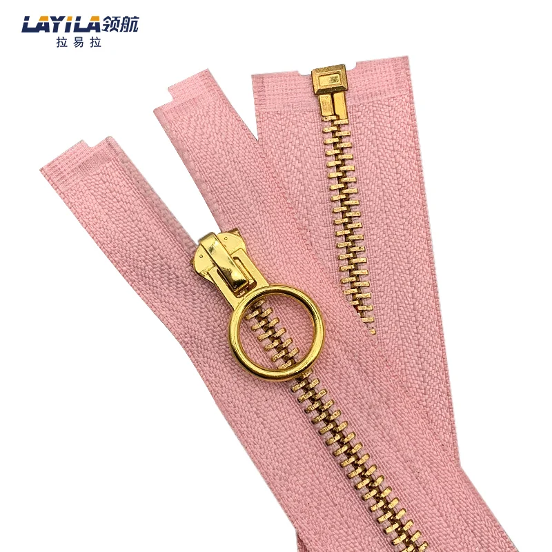 Professional Supplier Custom Colorful Zips #5 Shinny Light Gold Brass ...