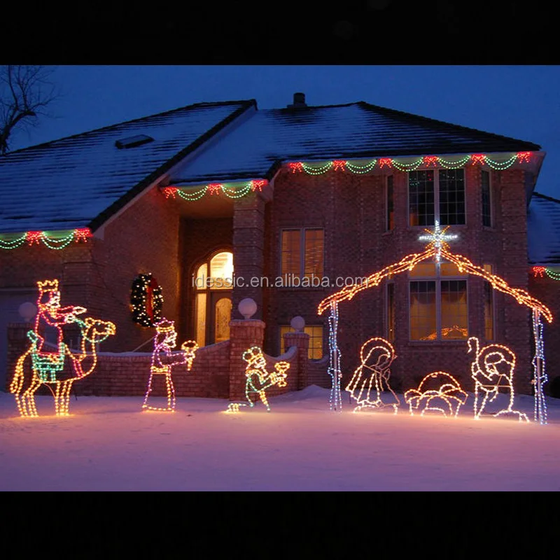 Outdoor 2D LED Christmas Lighted Nativity Scene Set for Commercial ...
