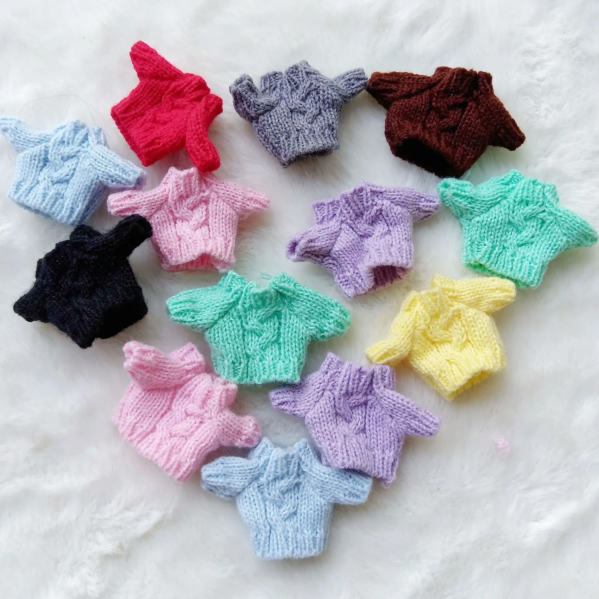 Mini 14cm Labubu Jelly Clothes Cute Knitted Sweater Cotton Doll Hat and ...