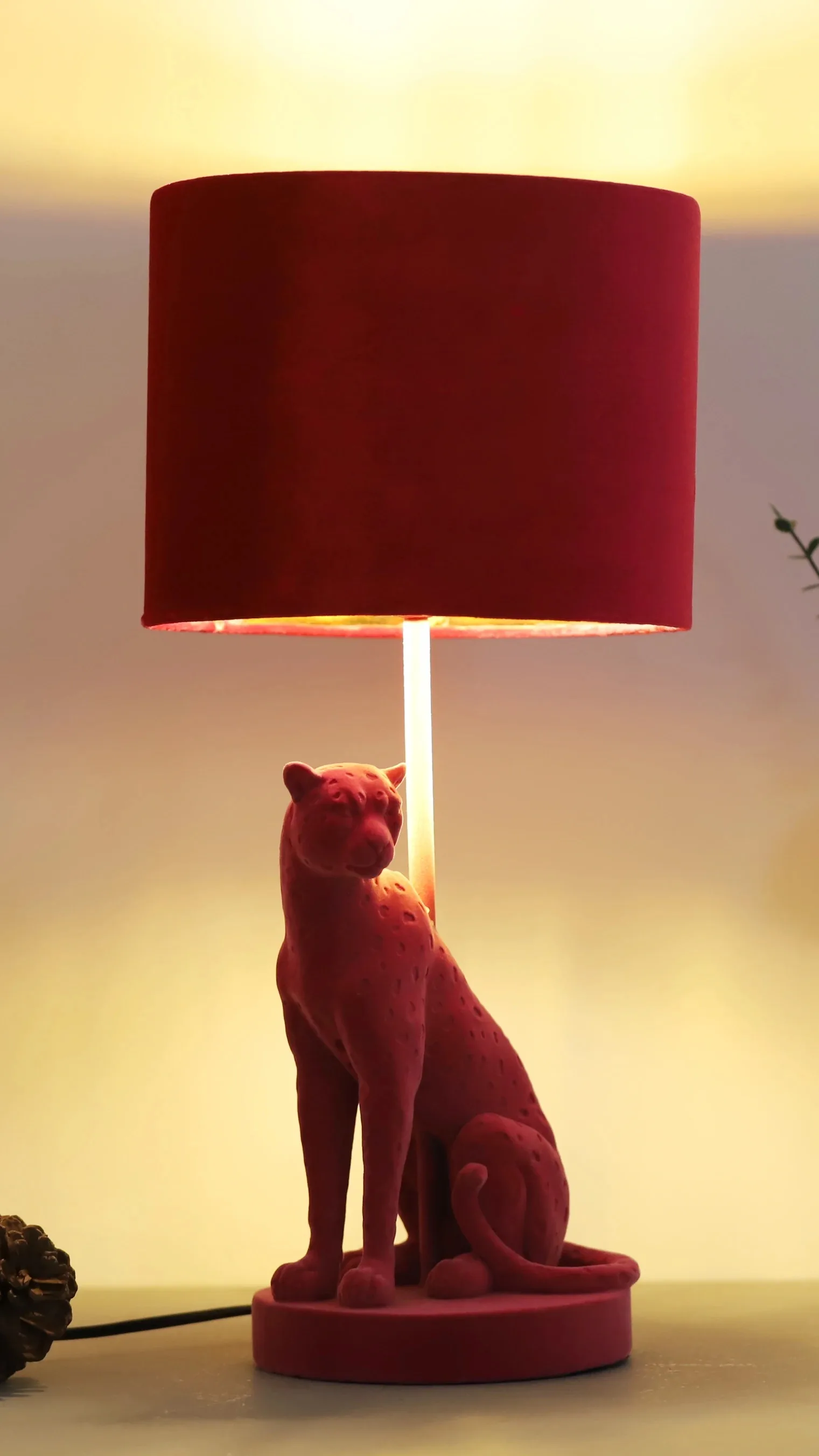 Pink Lovely Leopard Table Lamp Indoor Unique Contemporary Living Room ...