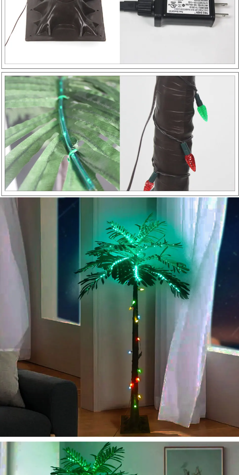 Outdoor Waterproof Led Lighted Coconut Tree Holiday Event Decorative ...