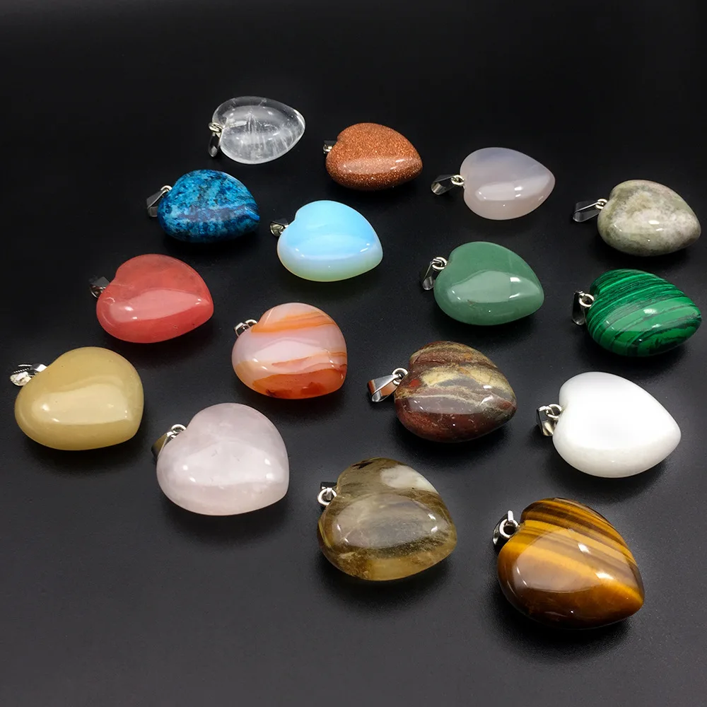 Natural Stone Heart Shape Crystal Pendant for Women