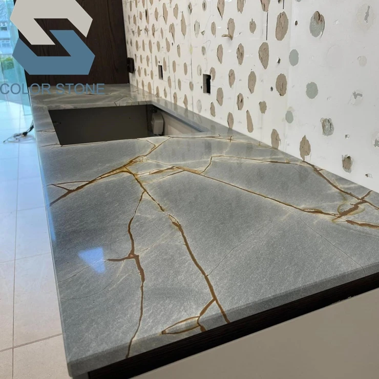 Azure Quartzite Slabs Natural Blue Quartzite Kitchen Countertops ...