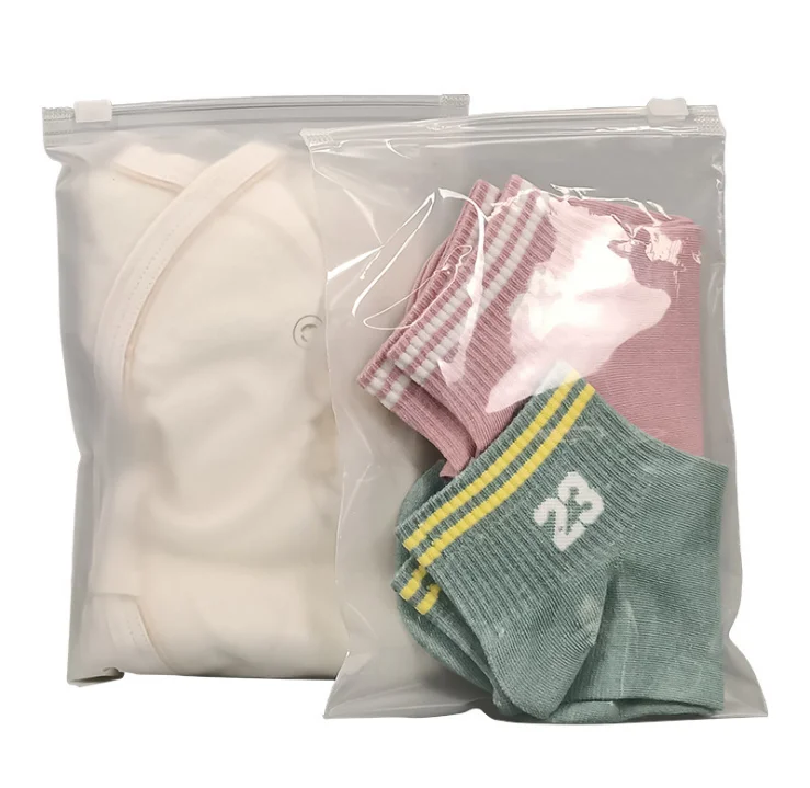 Sliding Zipper 2 Sides Frosted Translucent Clothing Packing Bag ...