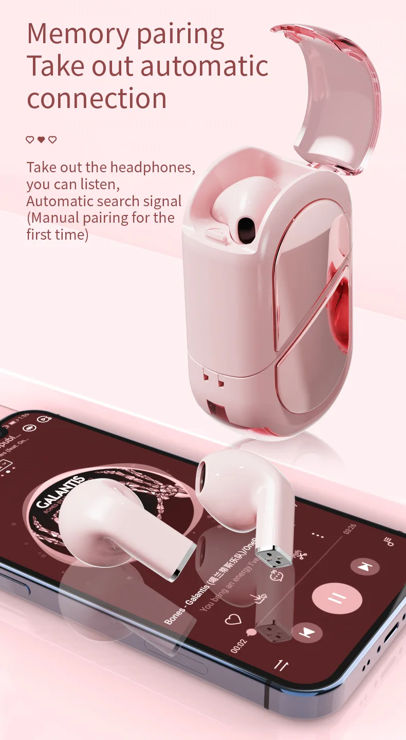 Heart Shaped TWS 5.3 Wireless Earphone - Creative Headphones